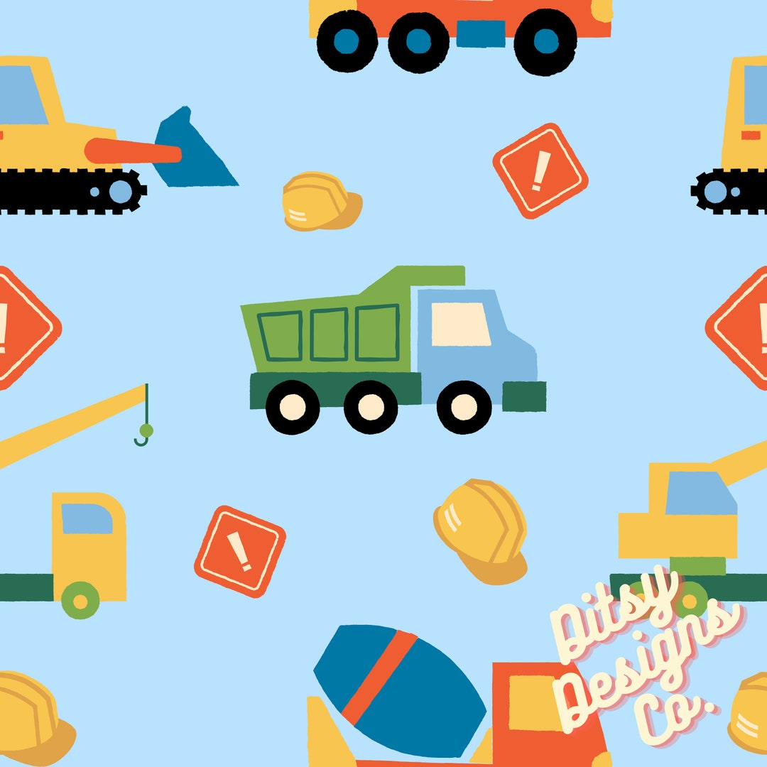 Trucks Seamless Design, Construction Pattern, Digital Seamless Design ...