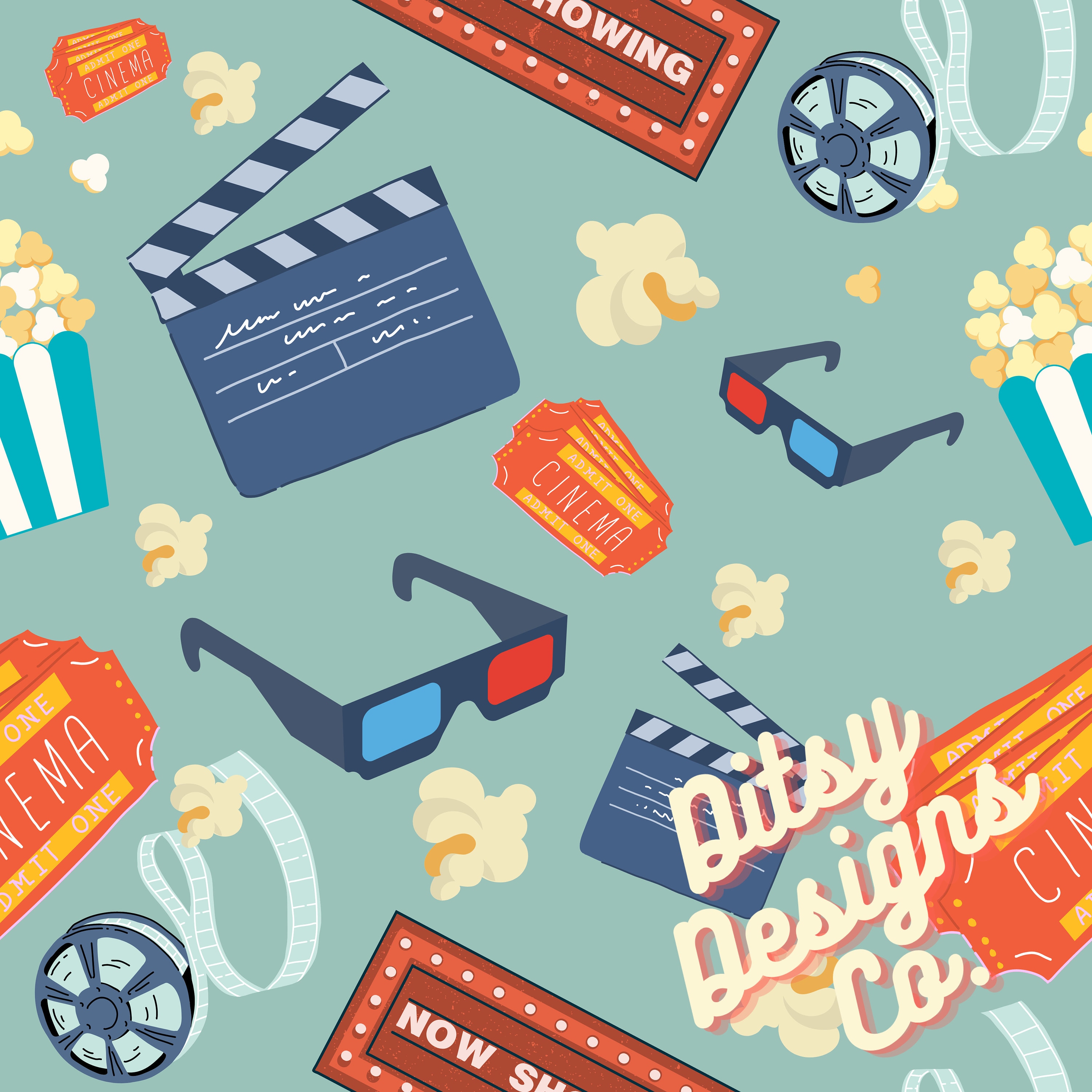 Night at the Movies Seamless Design Movie Pattern Digital - Etsy