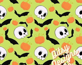Trick or Treat Ghost Seamless Design, Halloween Pattern, Digital ...