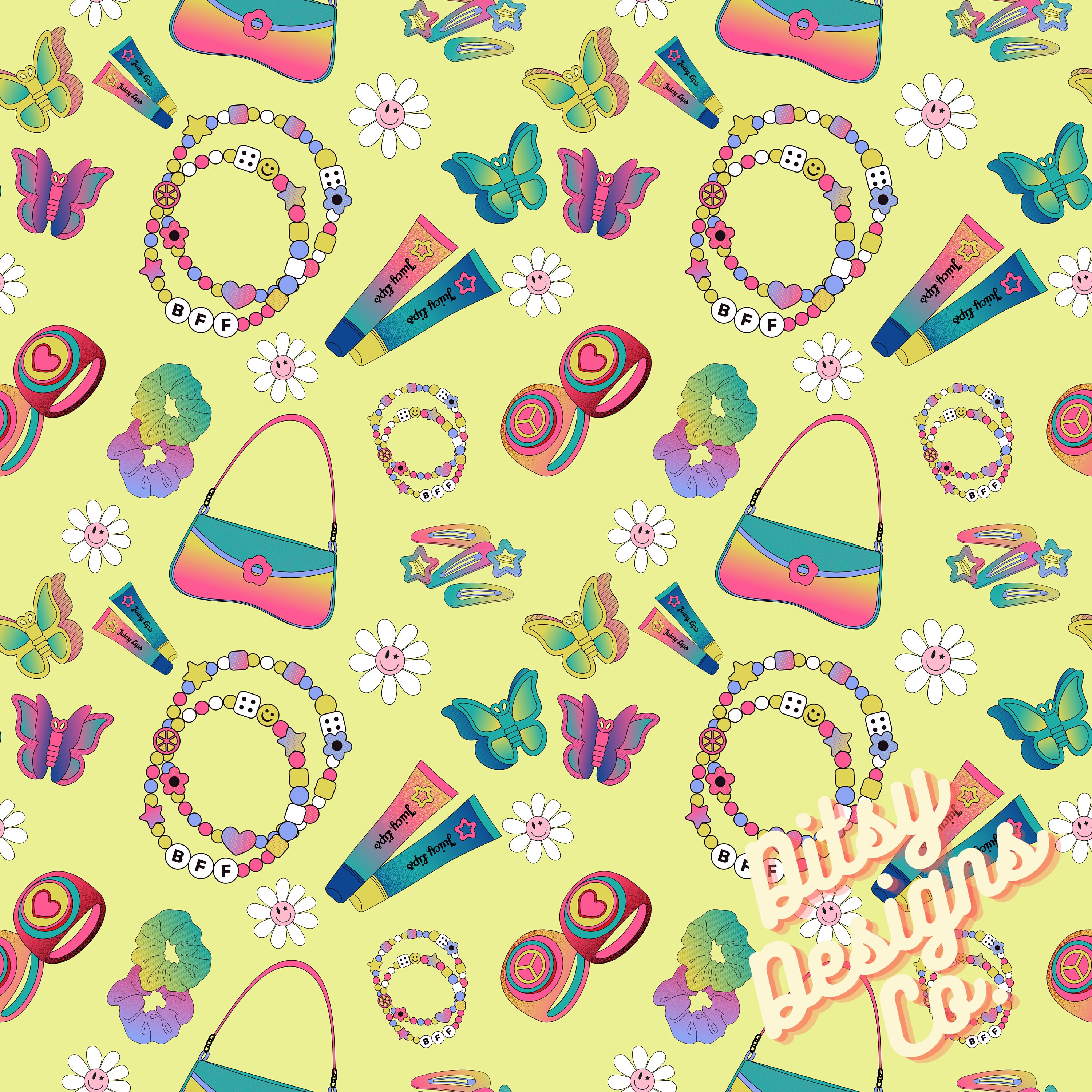 Y2K Accessories Seamless Design, Neon Girly Pattern, Digital Seamless ...