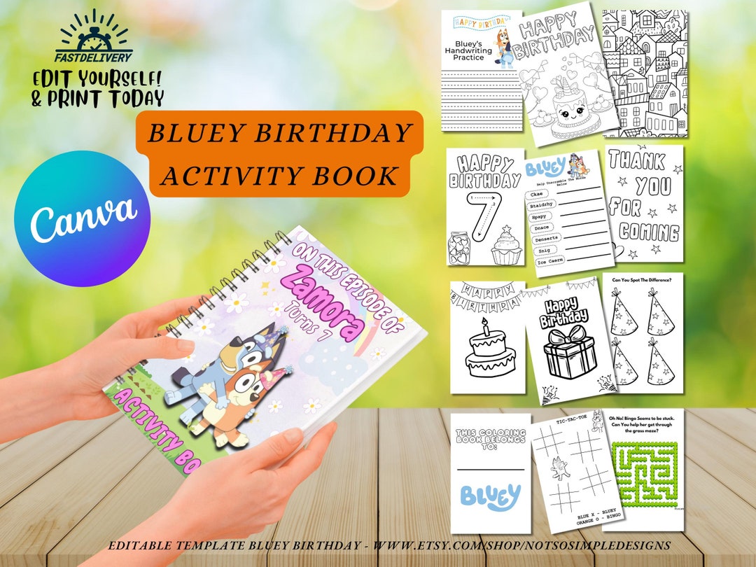 Bluey Activity Book, Birthday Activity Book, Bluey Birthday (digital ...