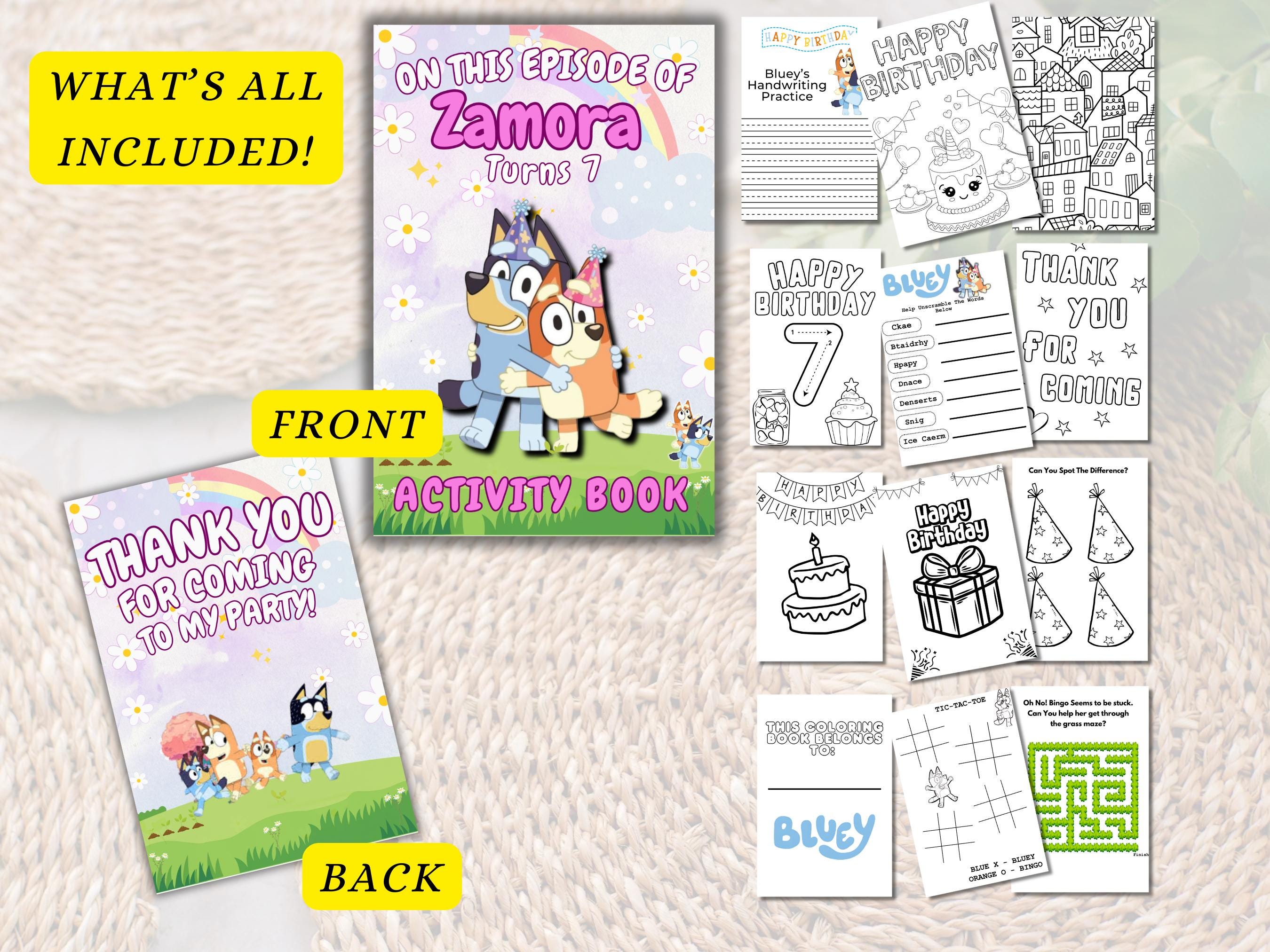 Bluey Activity Book, Birthday Activity Book, Bluey Birthday (digital ...