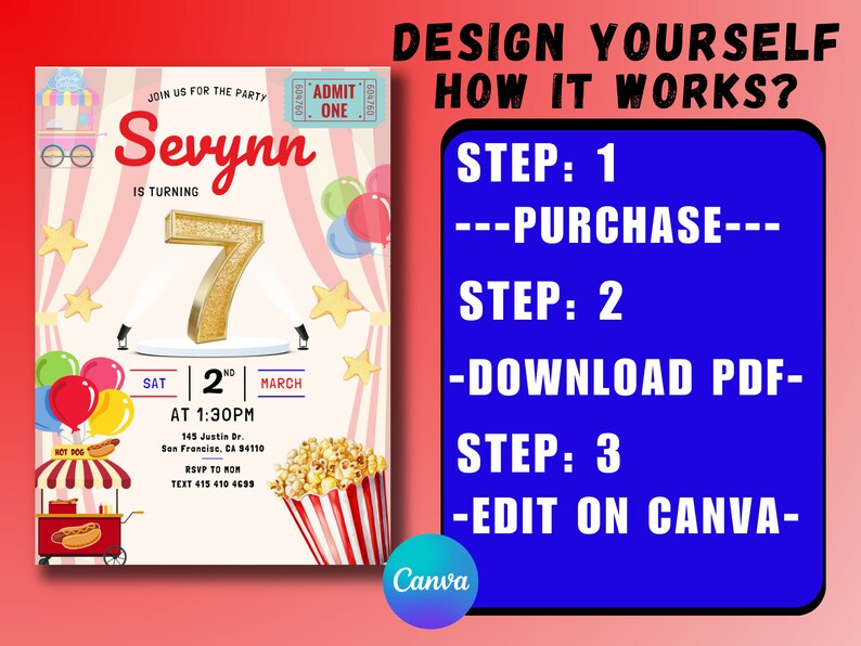 Carnival Birthday Invitation - Etsy