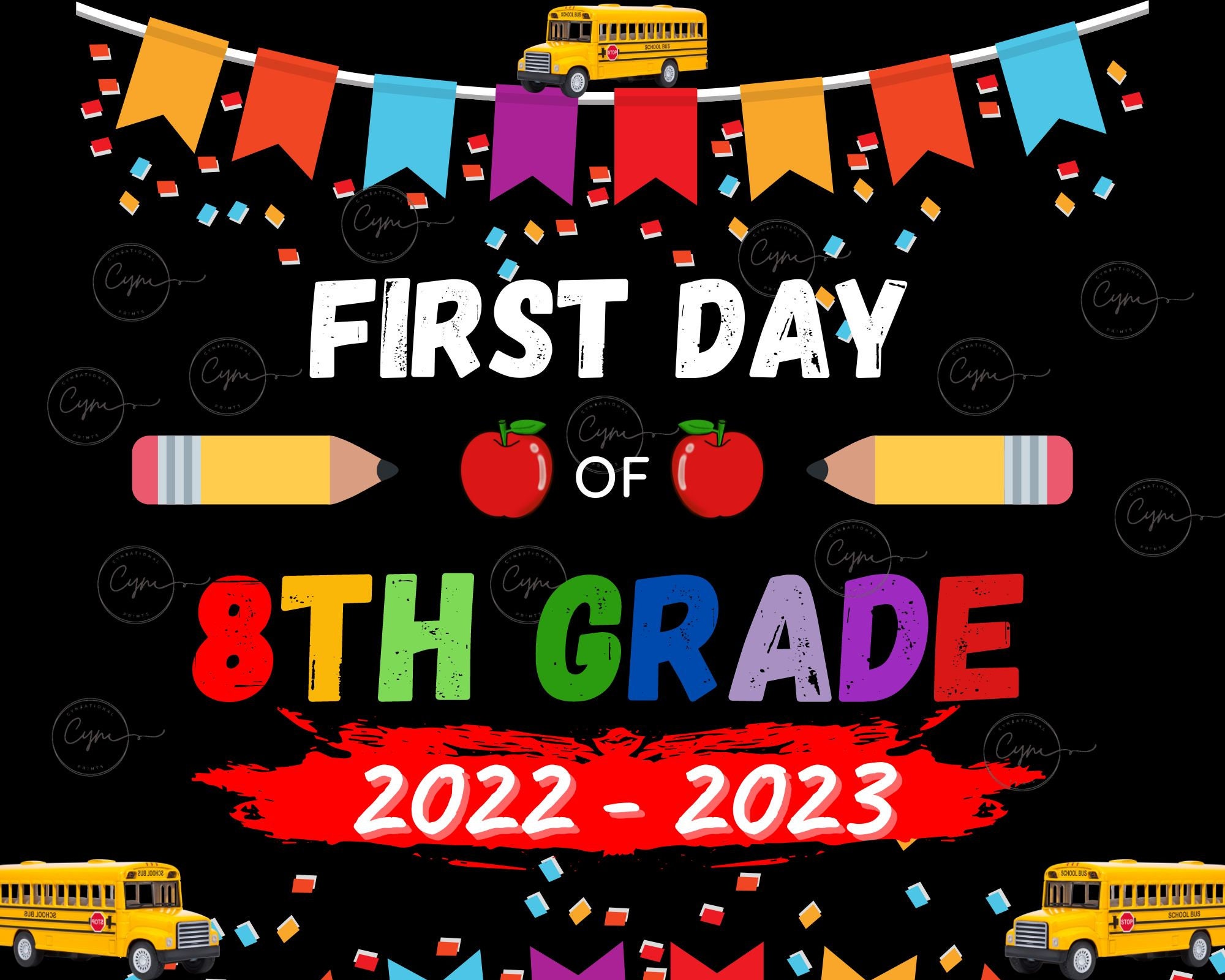 First Day of 8TH 2022 Printable Back to School Chalkboard - Etsy