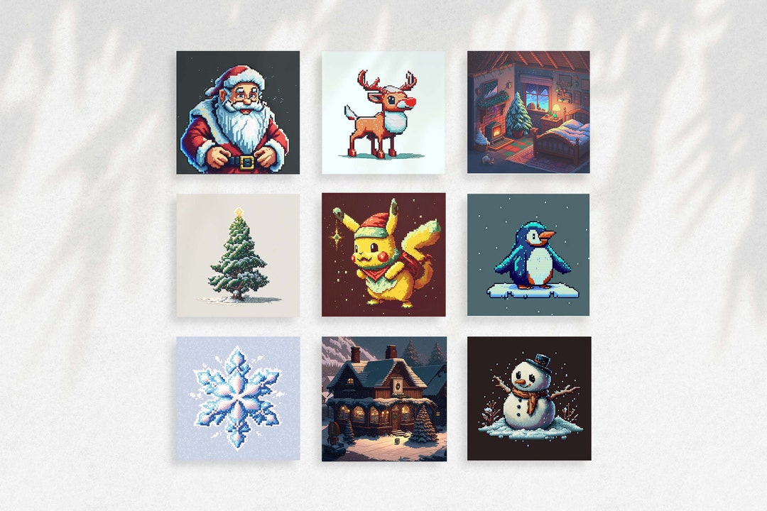 Christmas Pixel Art Minature Digital Print Instant Download Christmas ...