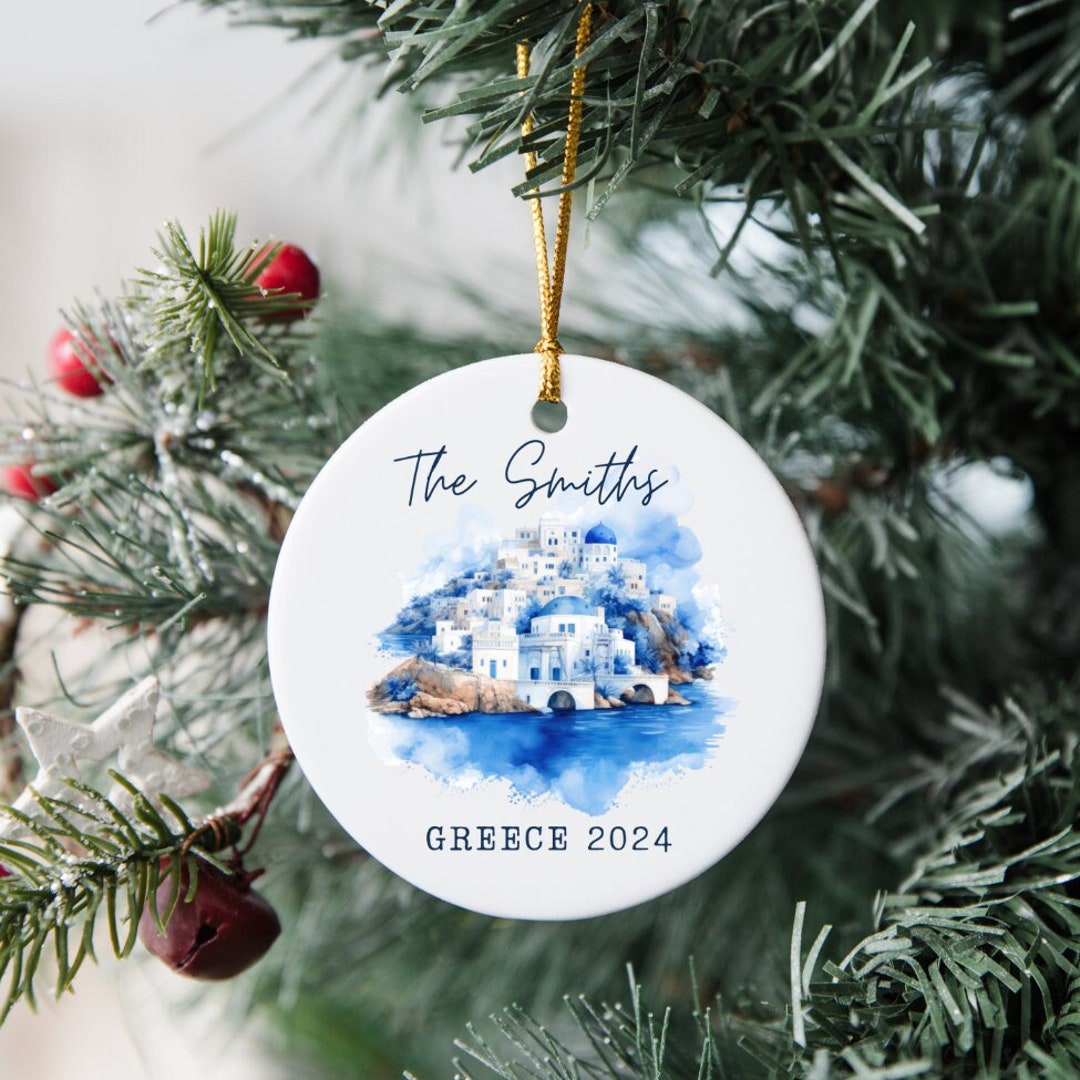 Greek Isles Personalized Ornament Travel Keepsake - Custom Souvenir ...