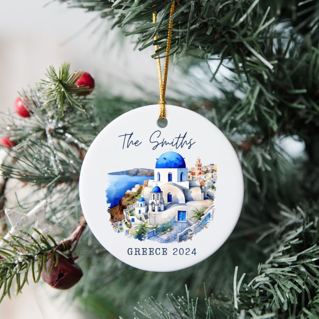 Greece Personalized Ornament Travel Keepsake - Custom Souvenir Gift ...