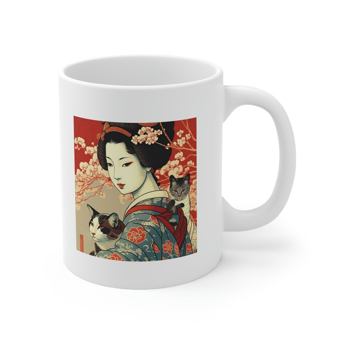 Geisha With Cats Mug, Ukiyo-e, Ukiyo-e Art, Japanese Art, Cat Art, Cat Lover Gift, Coffee Mug ...