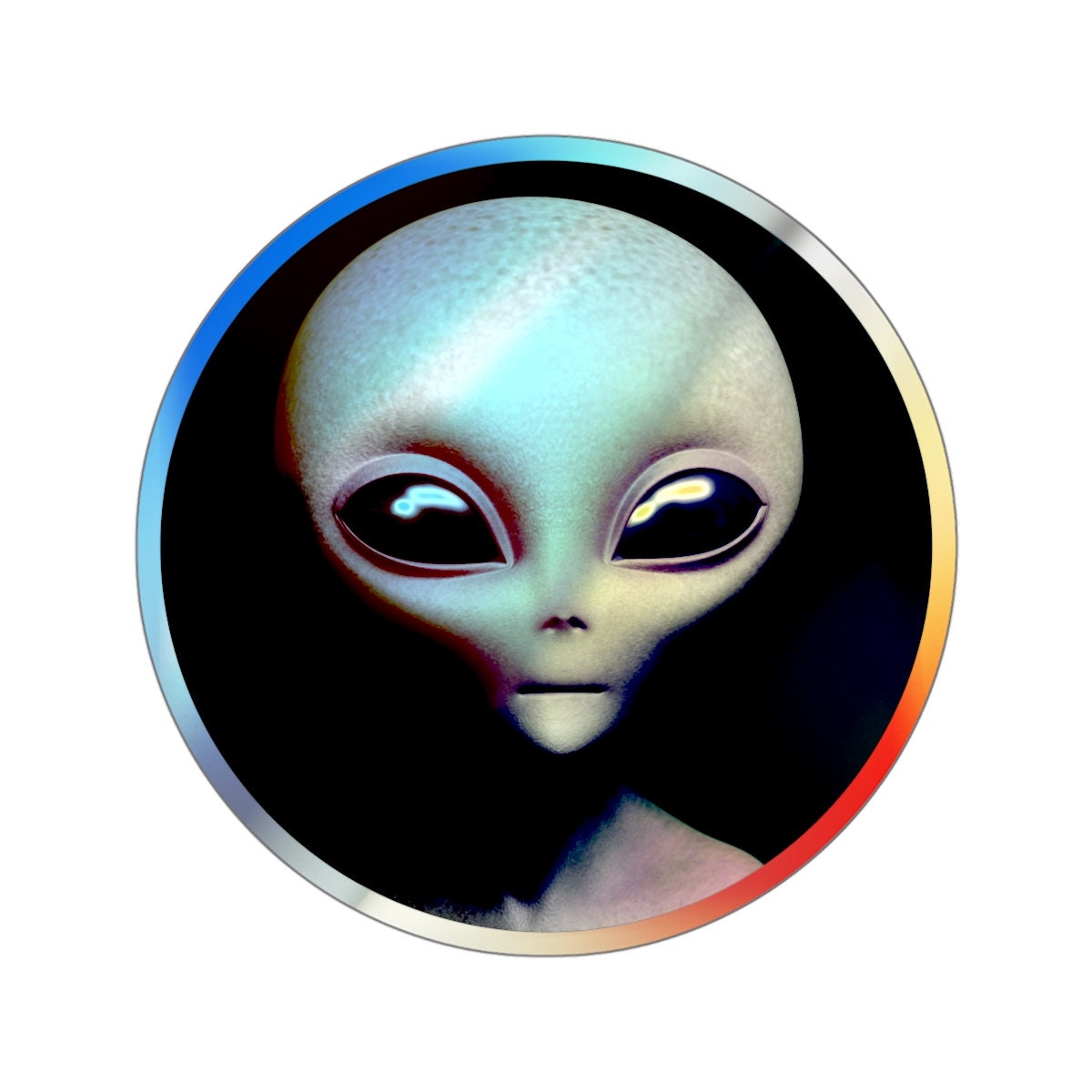 Alien Sticker Alien Holographic Die-cut Sticker Grey Alien - Etsy