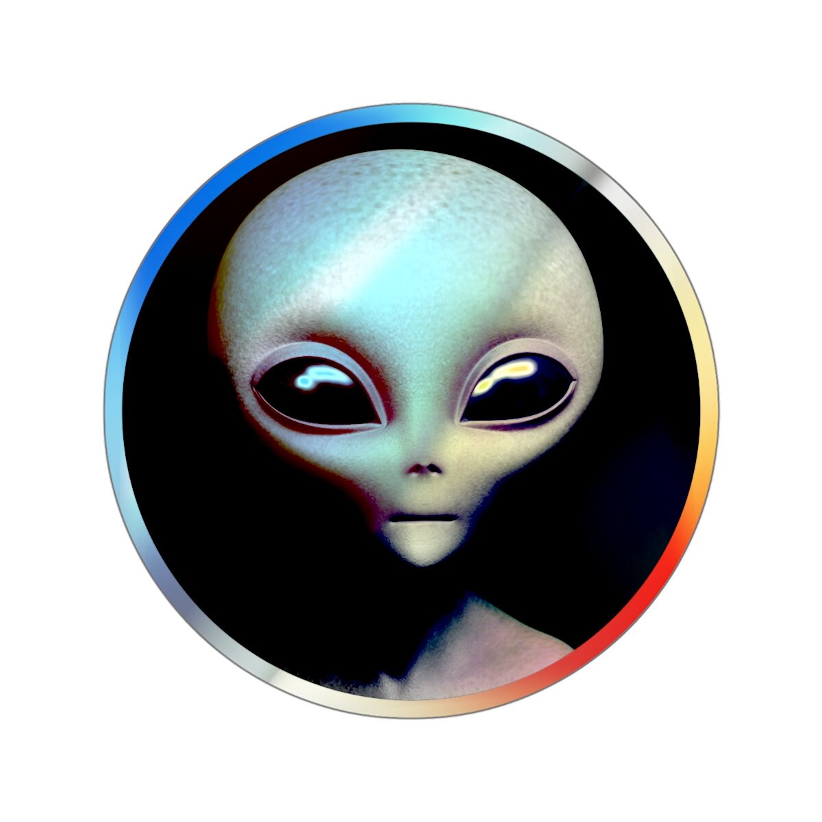 Alien Sticker Alien Holographic Die-cut Sticker Grey Alien - Etsy