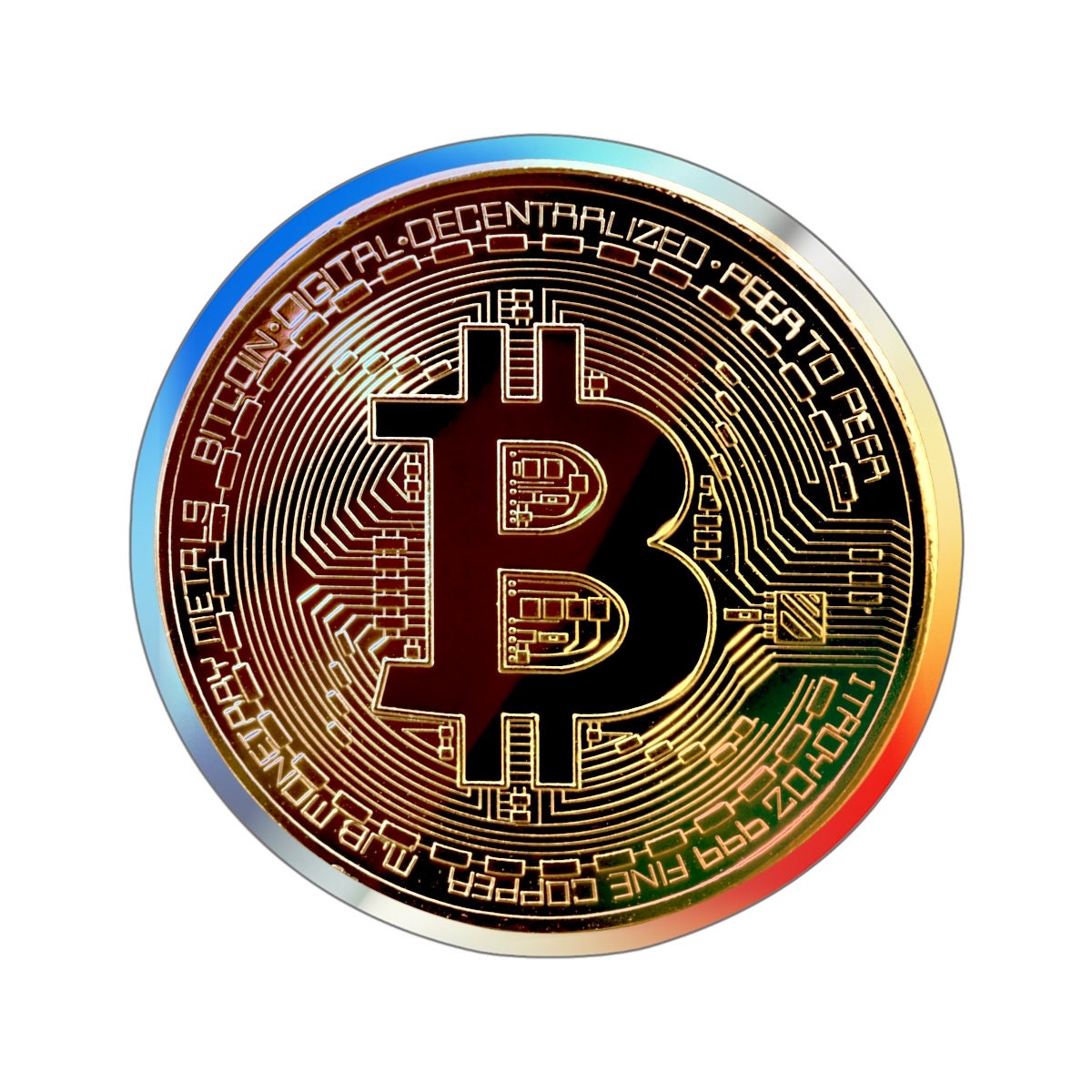 Bitcoin Sticker, Bitcoin Holographic Sticker, Bitcoin Holographic Die ...