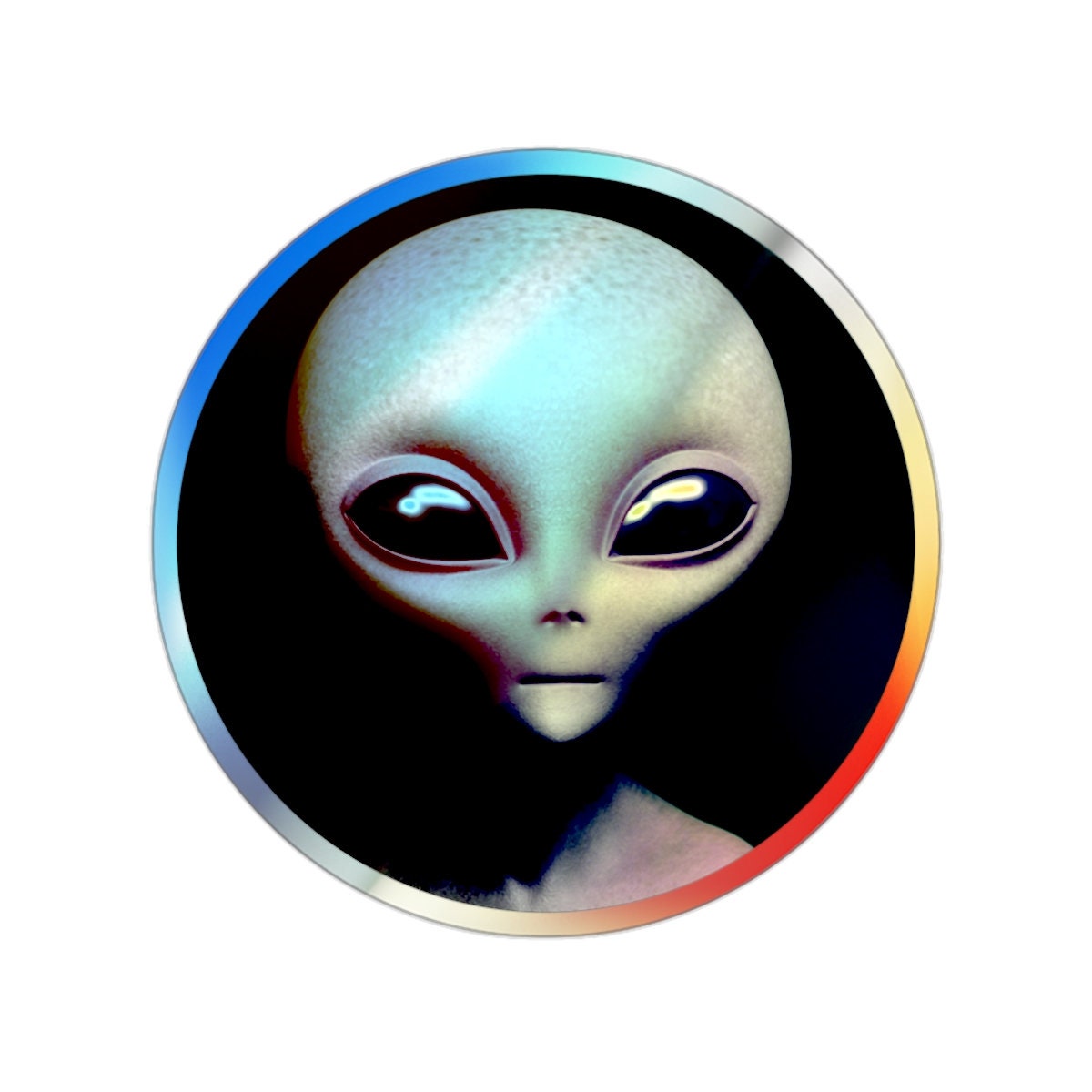 Alien Sticker Alien Holographic Die-cut Sticker Grey Alien - Etsy