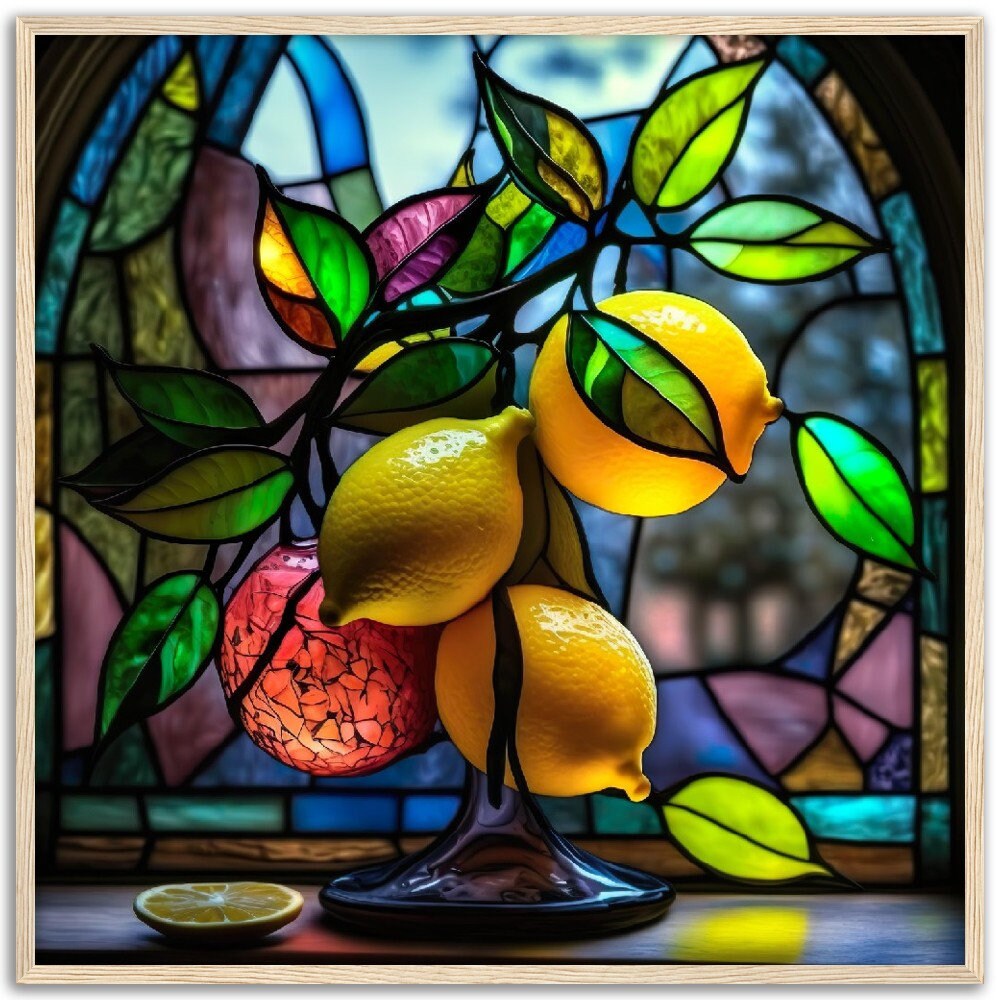 Lemons and Stained Glass, Lemon Wall Art, Lemon Decor, Home Decor ...