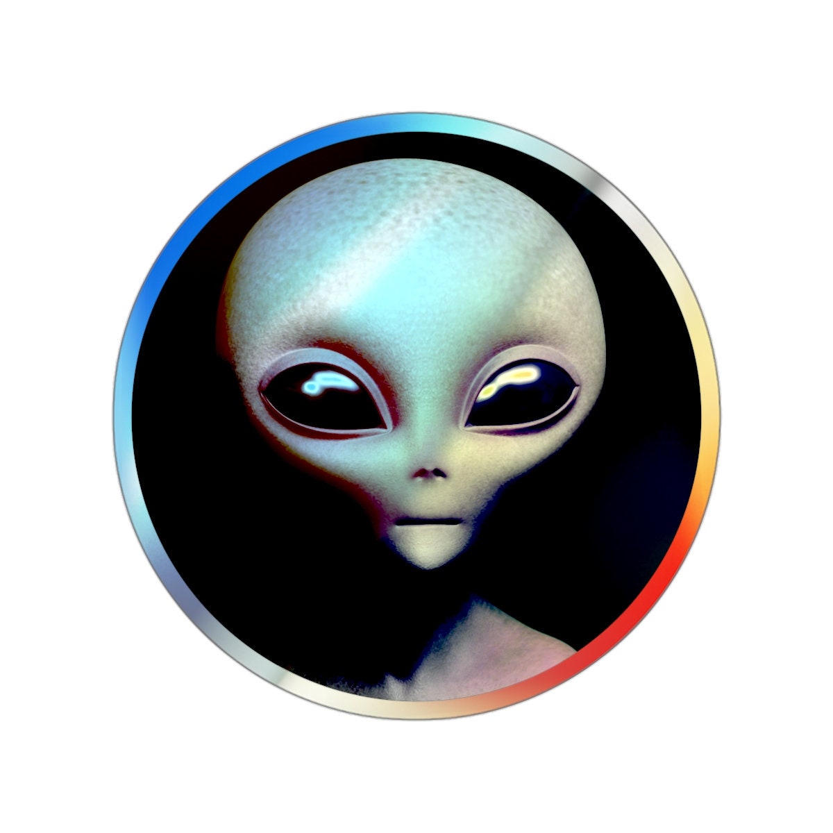Alien Sticker Alien Holographic Die-cut Sticker Grey Alien - Etsy