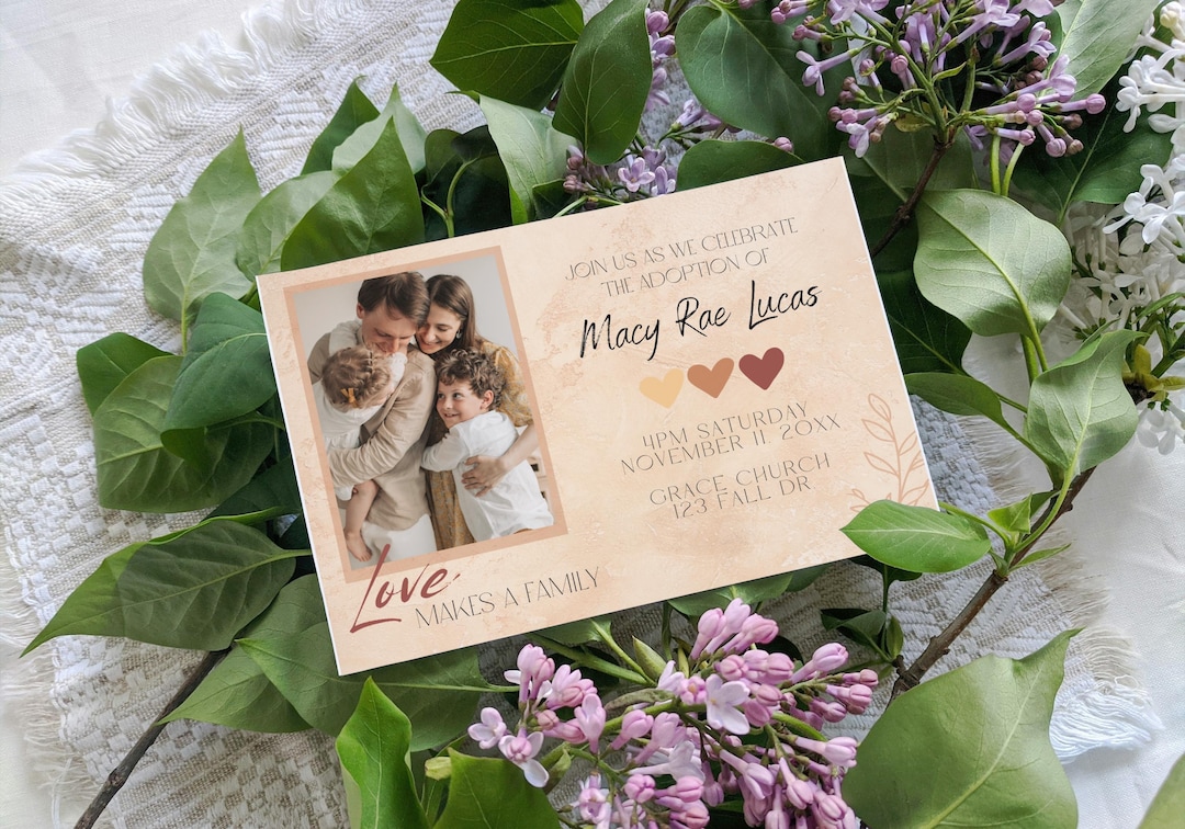Love Makes a Family Adoption Day Invitation Announcement - Etsy