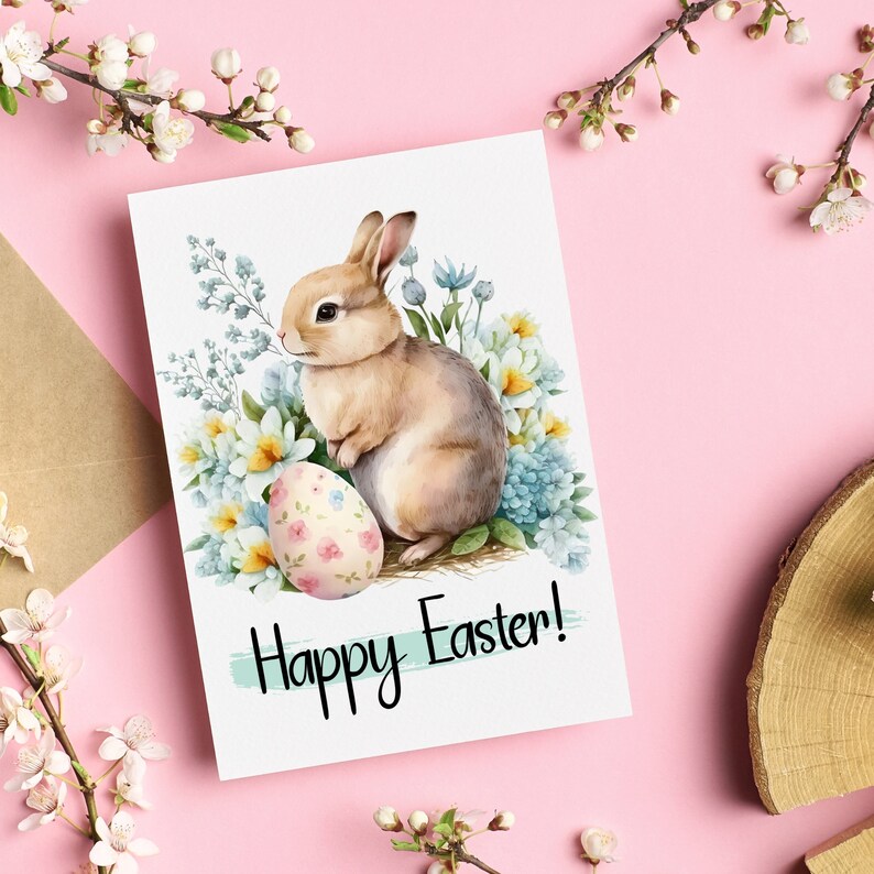 Printable Easter Greeting Card, Happy Easter Digital Download Greeting ...