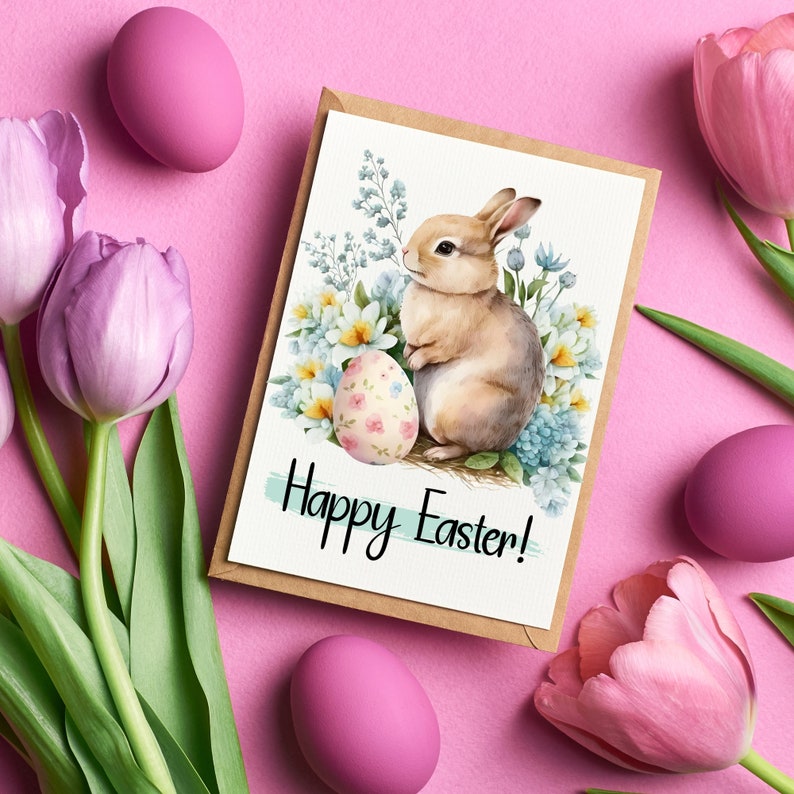 Printable Easter Greeting Card, Happy Easter Digital Download Greeting ...