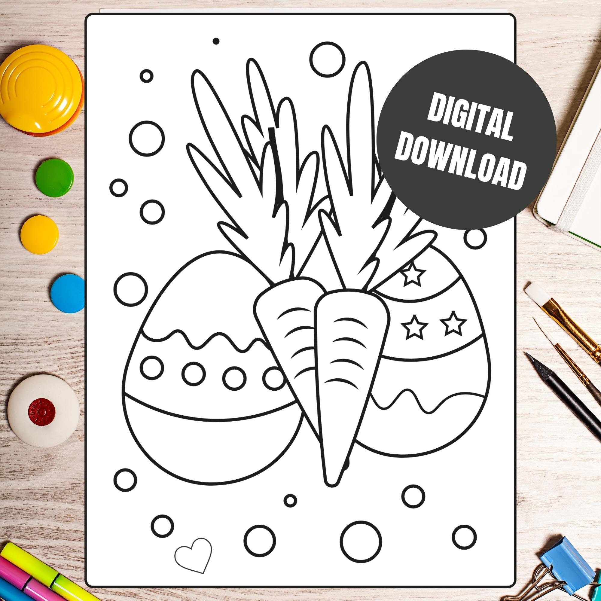 EASTER SPRING COLORING Pages Digital Download, Instant Print Coloring ...