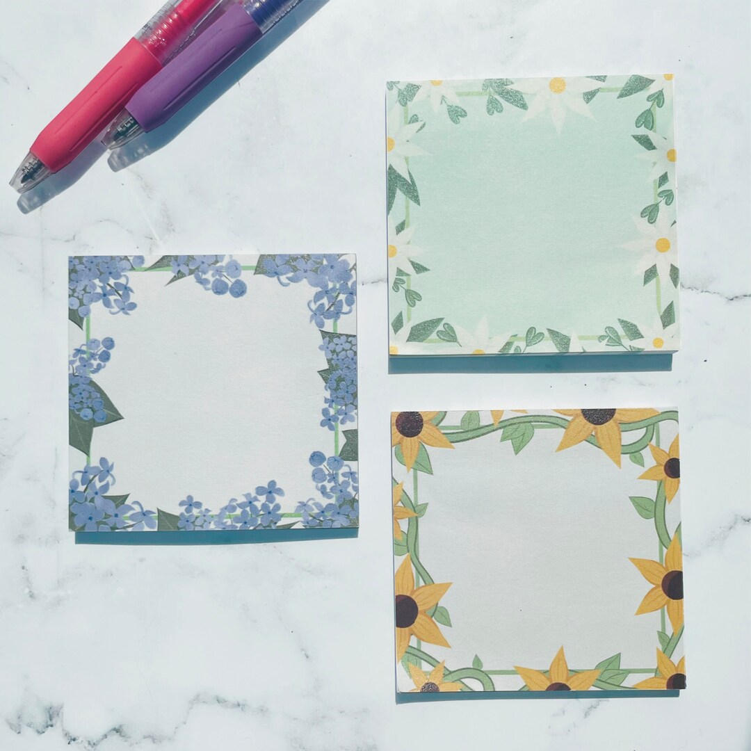 Square Flower Border Post-it - Sunflower, Lilac, White Flower, Sticky ...