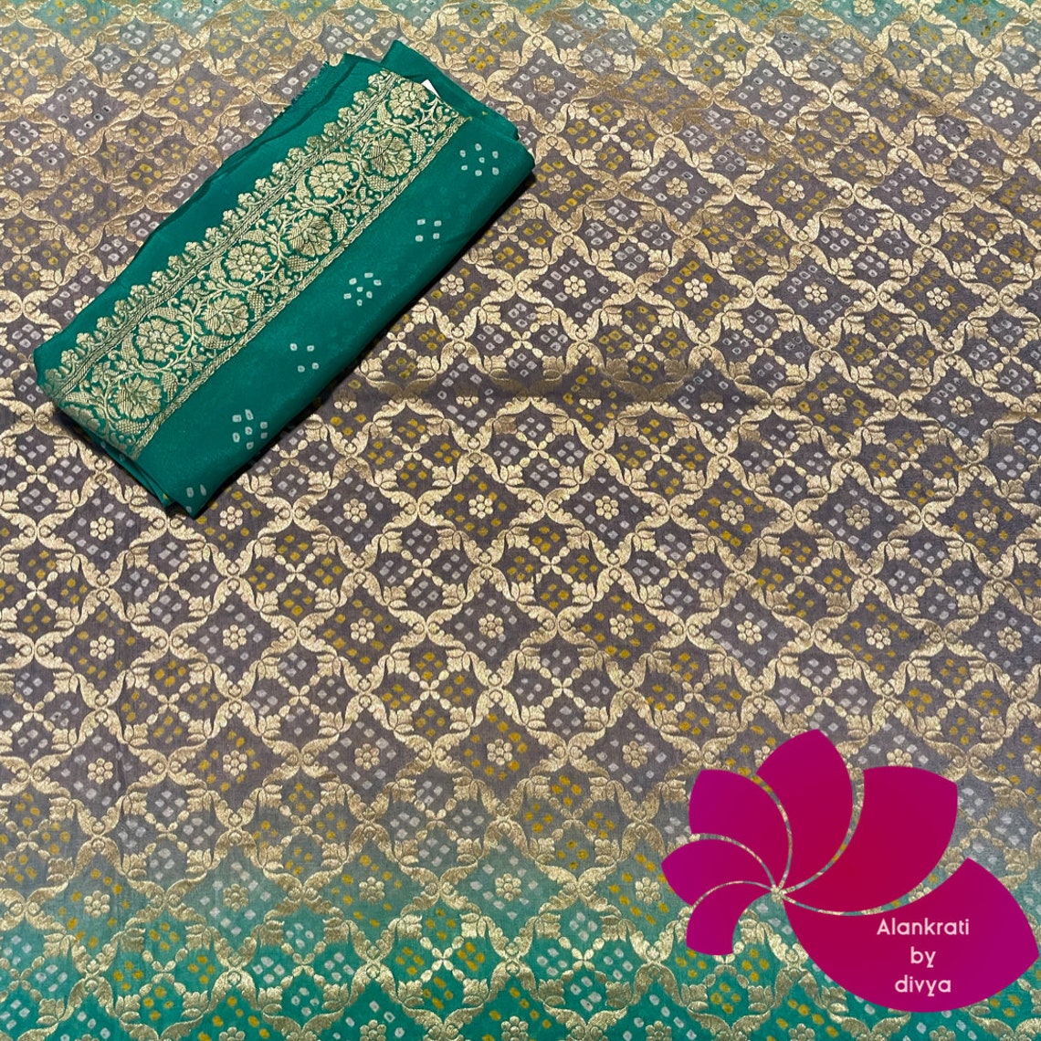 Double Shade Bandhani Benarasi Saree With Embroidered Blouse - Etsy