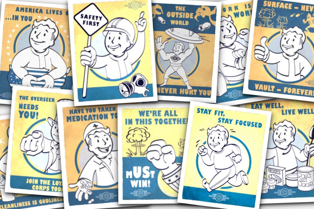 Fallout Vault Boy Vault-tec Poster Set 12 High Resolution Digital ...