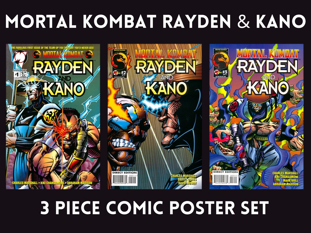 Mortal Kombat Rayden & Kano Comic Covers Poster Set 3 Ultra High ...