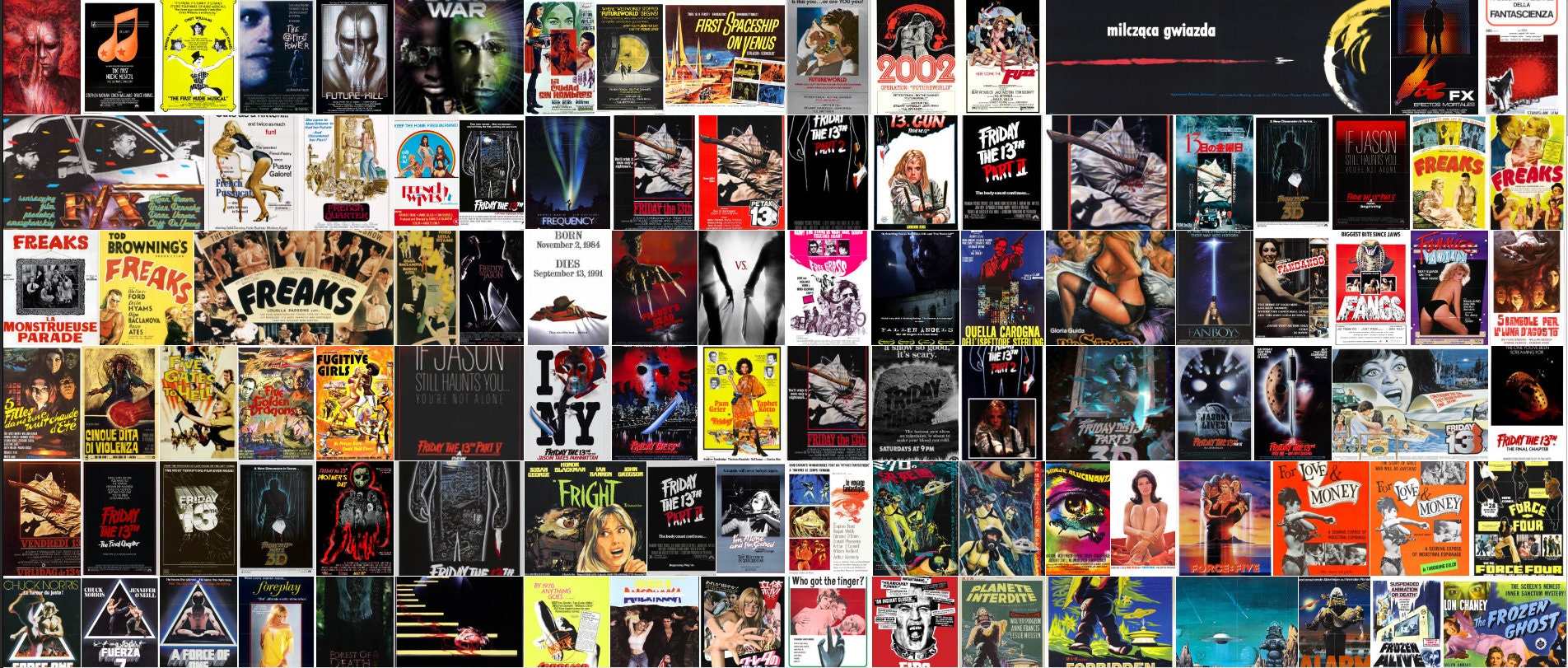 600 PCS Movie Poster Prints Wall Collage Kit f Titles Library Vintage ...