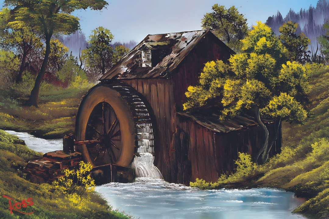 Bob Ross Old Mill Painting from Season 3 Episode 9 Digital - Etsy