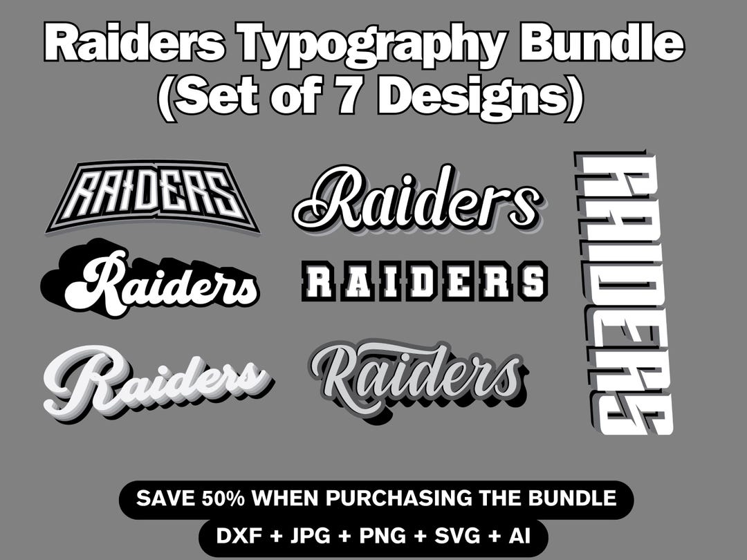 Raiders Typography Bundle, Fully Editable Graphic Football SVG PNG ...