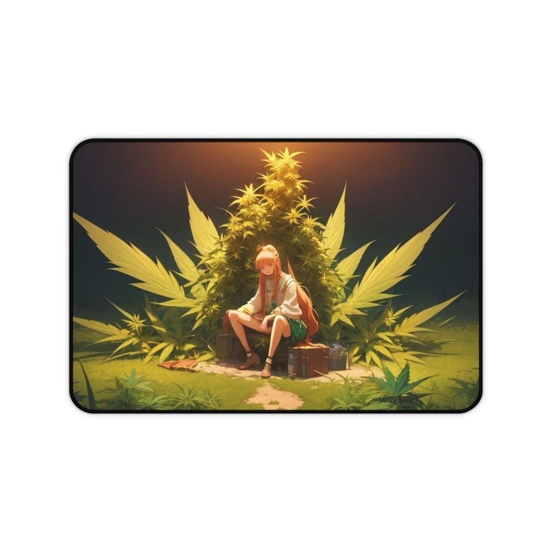 Serene Nature Weed Desk Mat, Office Decor, Gamer Mouse Pad, Eco ...