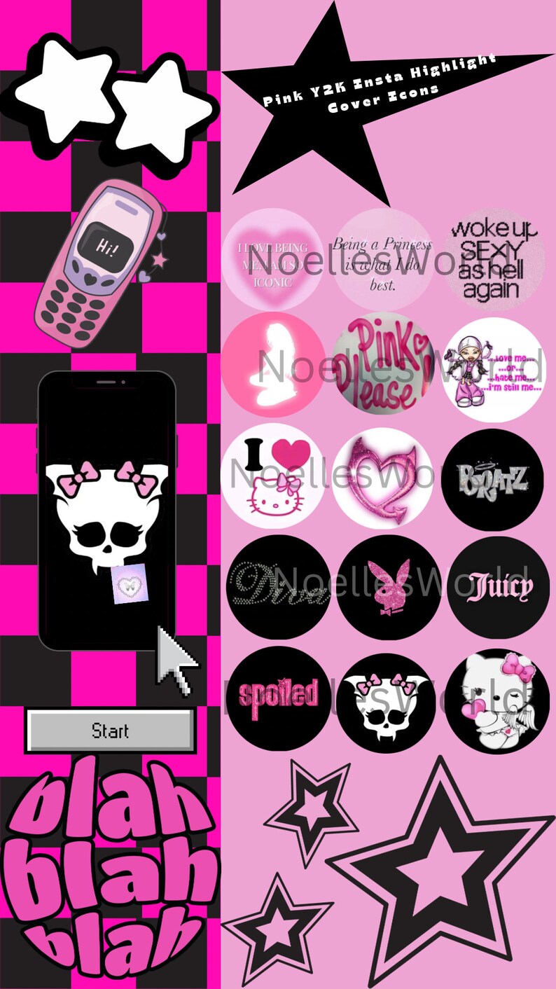 Y2K Highlight Cover Icons, Pink 00s Aesthetic, Digital Download - Etsy