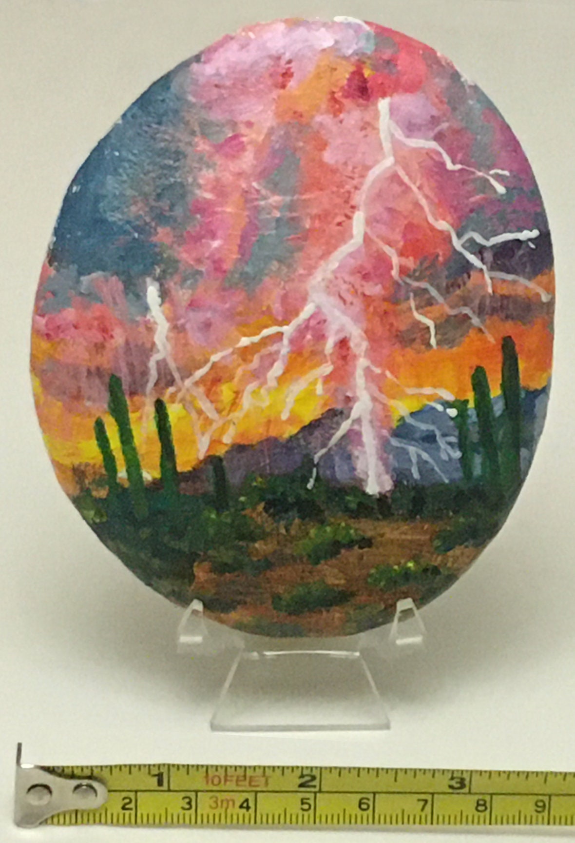 Desert Lightning - Acrylic Painting on River Rock - Etsy