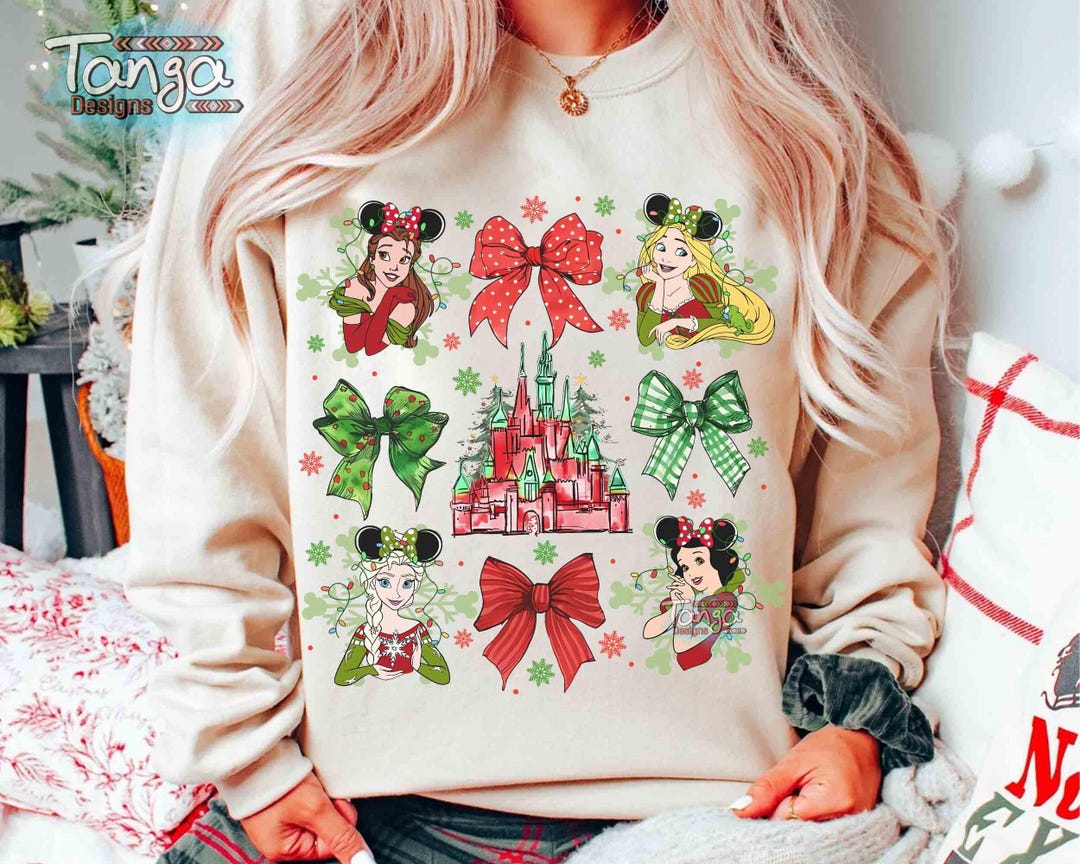 Disney Princess Ribbons and Bows Pastel Colors Christmas Light Shirt ...