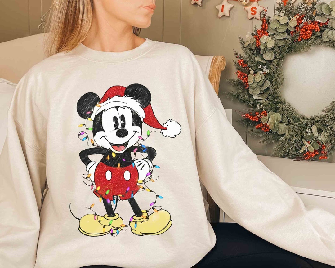 Mickey Mouse Classic Pose Christmas Light Retro T-shirt, Disney Mickey ...