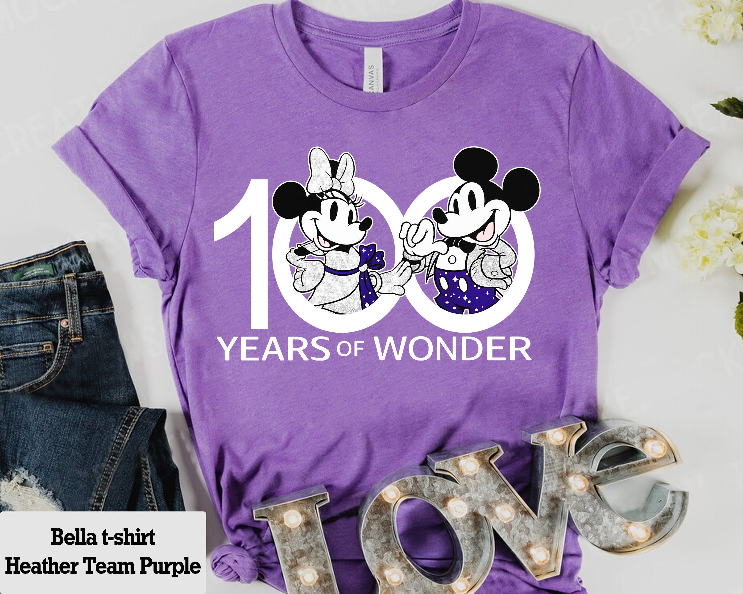 Cute Disney 100 Years Of Wonder Mickey Mouse And Minnie Shirt
