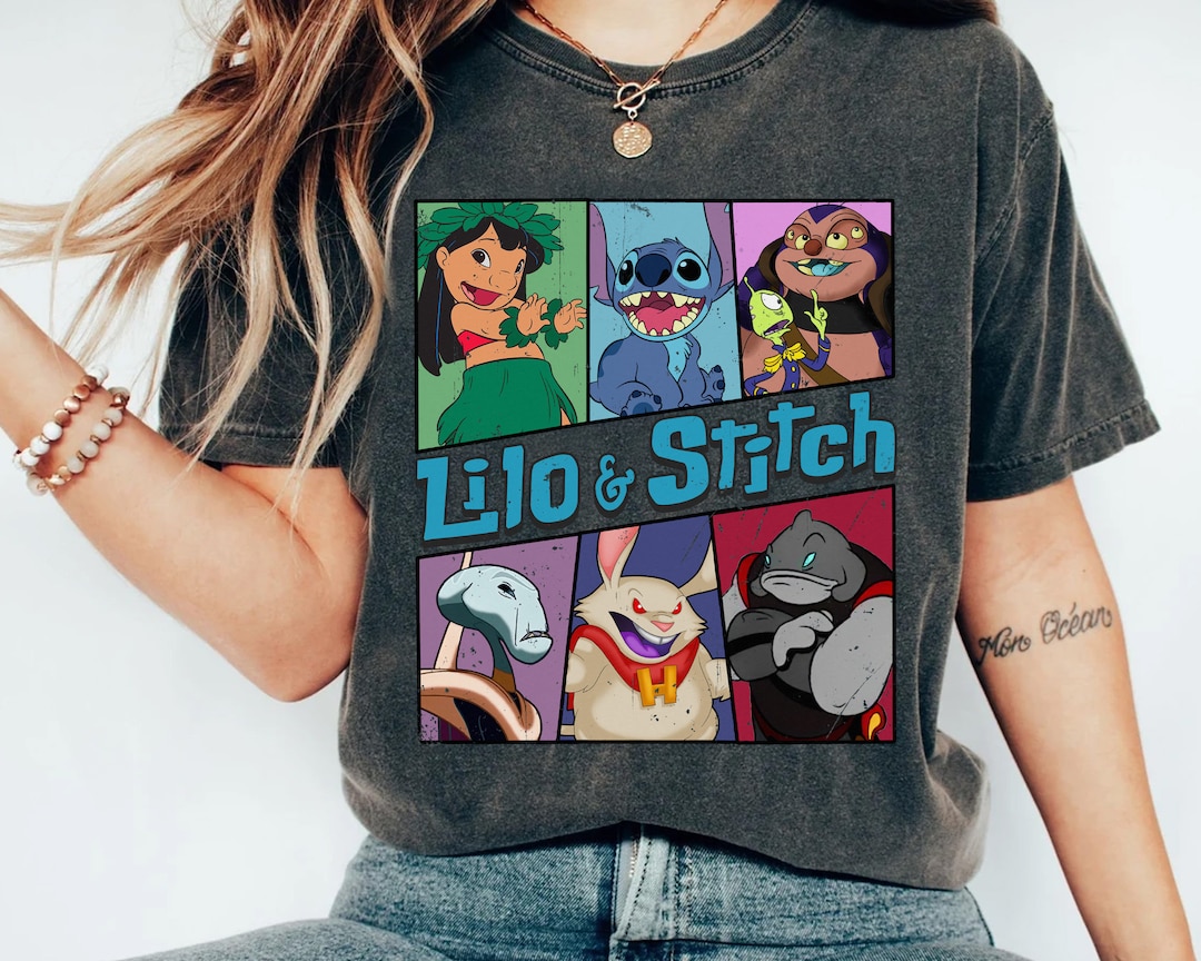 Retro Disney Lilo and Stitch Characters Vintage T-shirt, Magic Kingdom ...