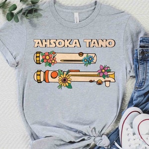 Retro Ahsoka Tano Jedi Lightsaber Floral T-shirt, Star Wars Day 2025 ...