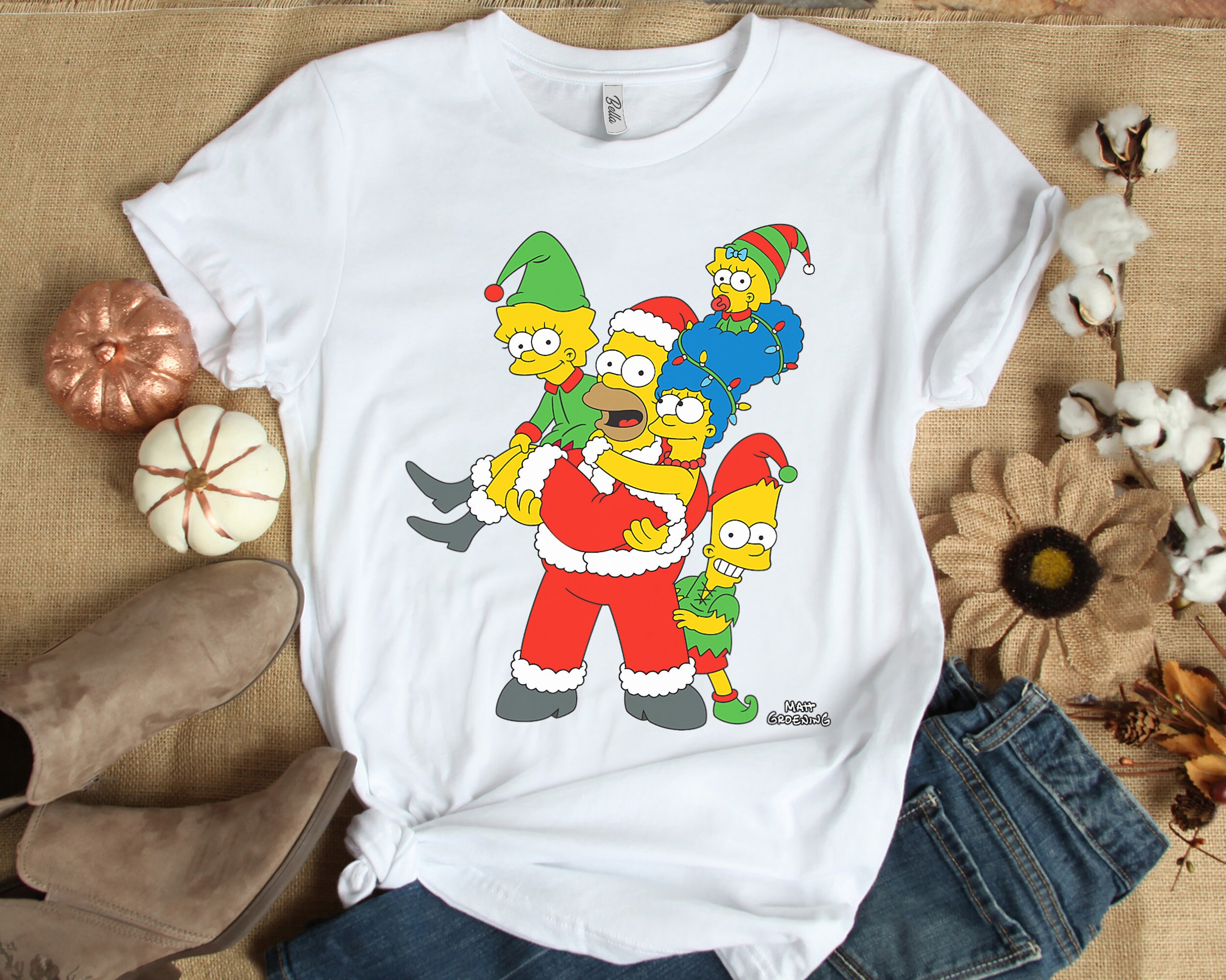 The Simpsons Family Marge Homer Bart Lisa Maggie Santa Claus Xmas ...