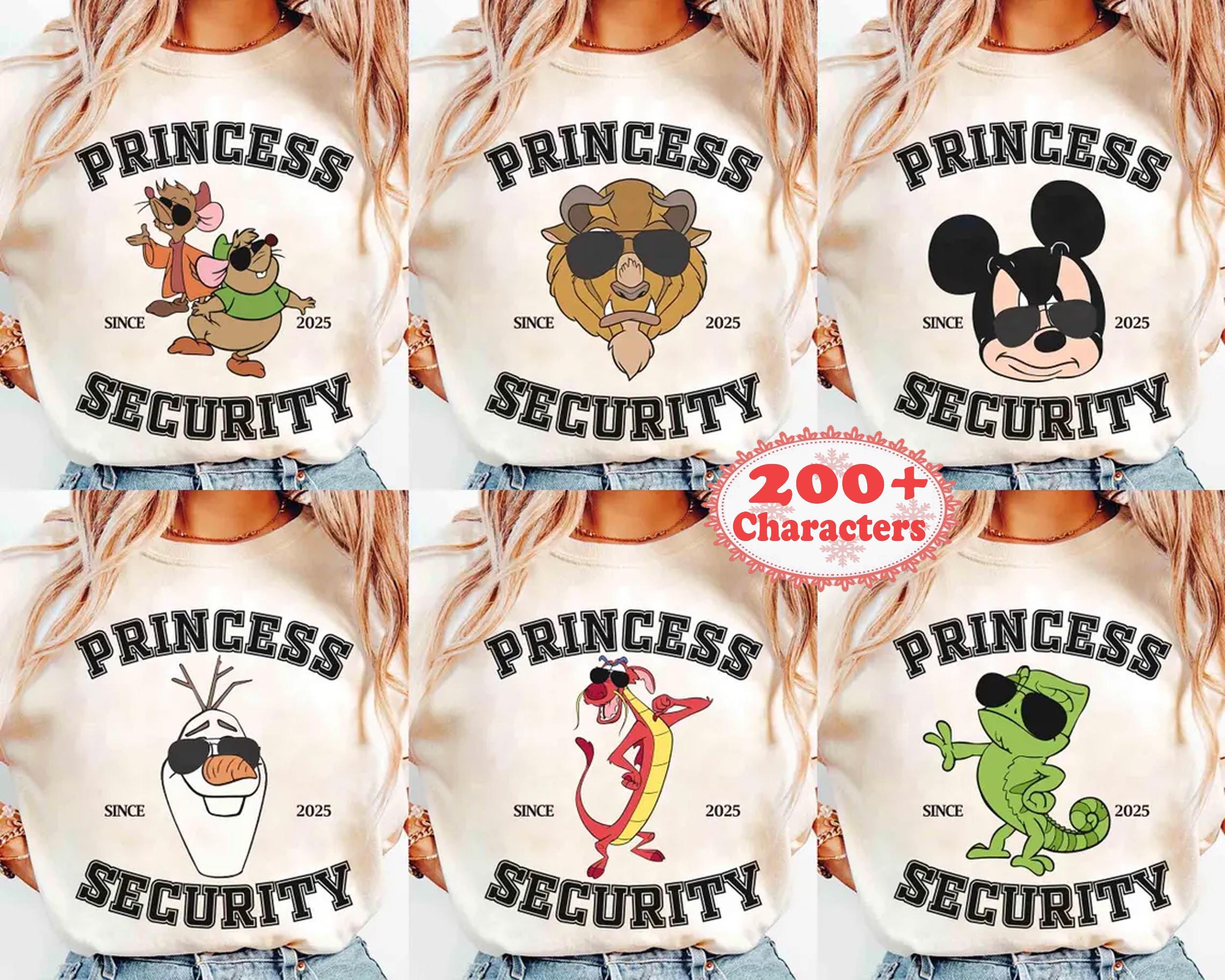 Customize Mickey Olaf Mushu Disney Princess Security Shirt, Happy ...