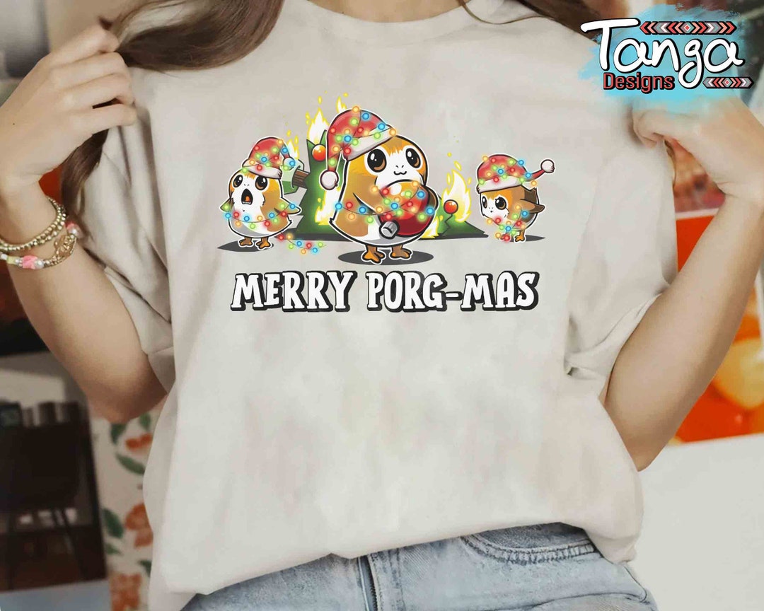 Cute Merry Porg-mas Santa Christmas Lights T-shirt Funny Star - Etsy
