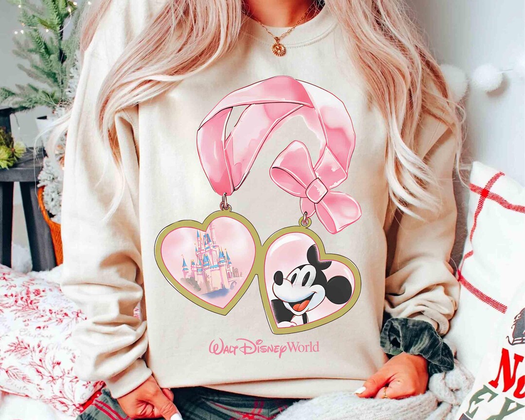 Coquette Bow Pink Locket Disney Mickey Mouse Shirt, Magic Kingdom Shirt ...