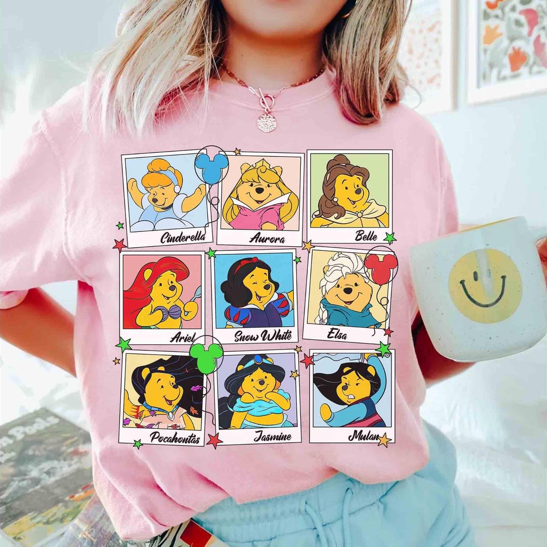 Funny Winnie the Pooh Custom Disney Princess Belle Aurora Elsa Ariel T ...