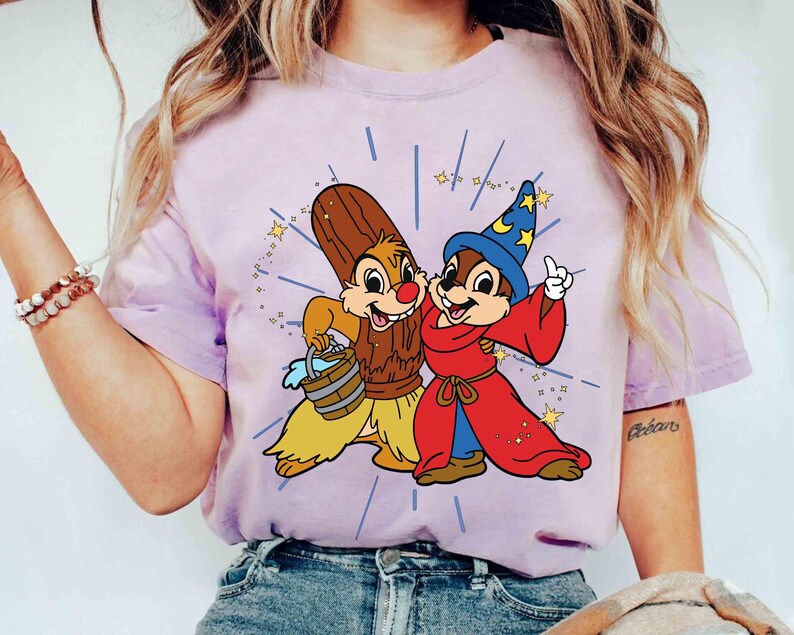Disney Chip N Dale Costume Mickey Mouse Magic Broom Shirt, Double ...