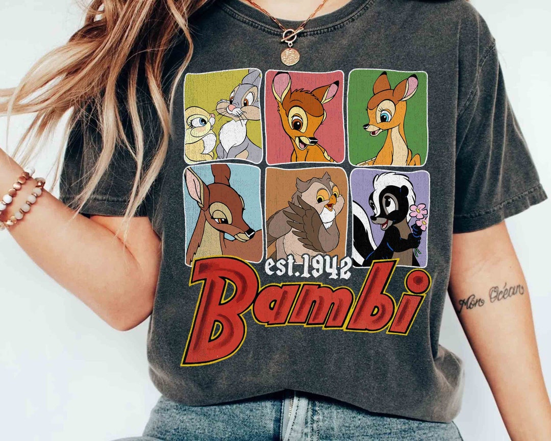 Retro Disney Bambi Characters Group Est. 1942 Shirt, Thumper Flower Mrs ...