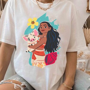 Disney Princess Cute Moana and Pua Pig Portrait Shirt, Tamatoa Maui Hei ...