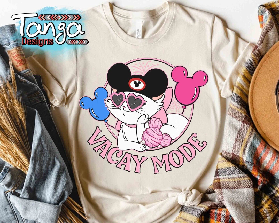 Disney the Aristocats Marie Cat Vacay Mode Mickey Balloon Shirt, Summer ...