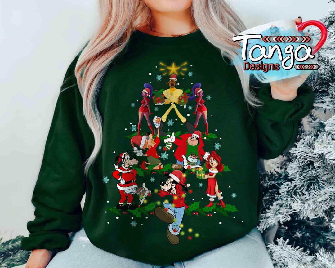 Disney A Goofy Movie Characters Group Christmas Tree T-shirt, Mickey's ...
