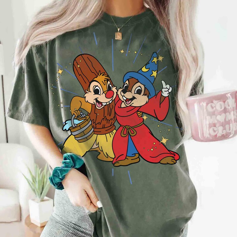 Disney Chip N Dale Costume Mickey Mouse Magic Broom Shirt, Double ...