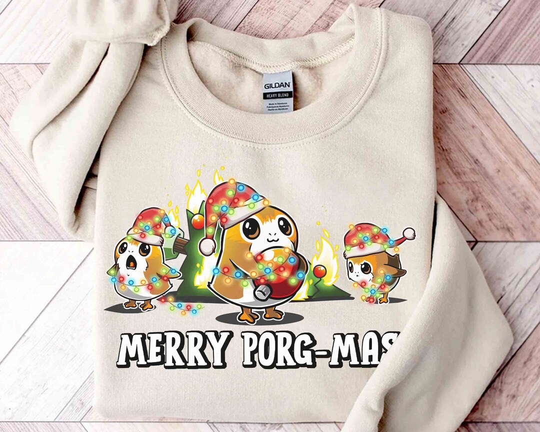 Santa Merry Porg-mas Christmas Lights T-shirt, Funny Star Wars ...