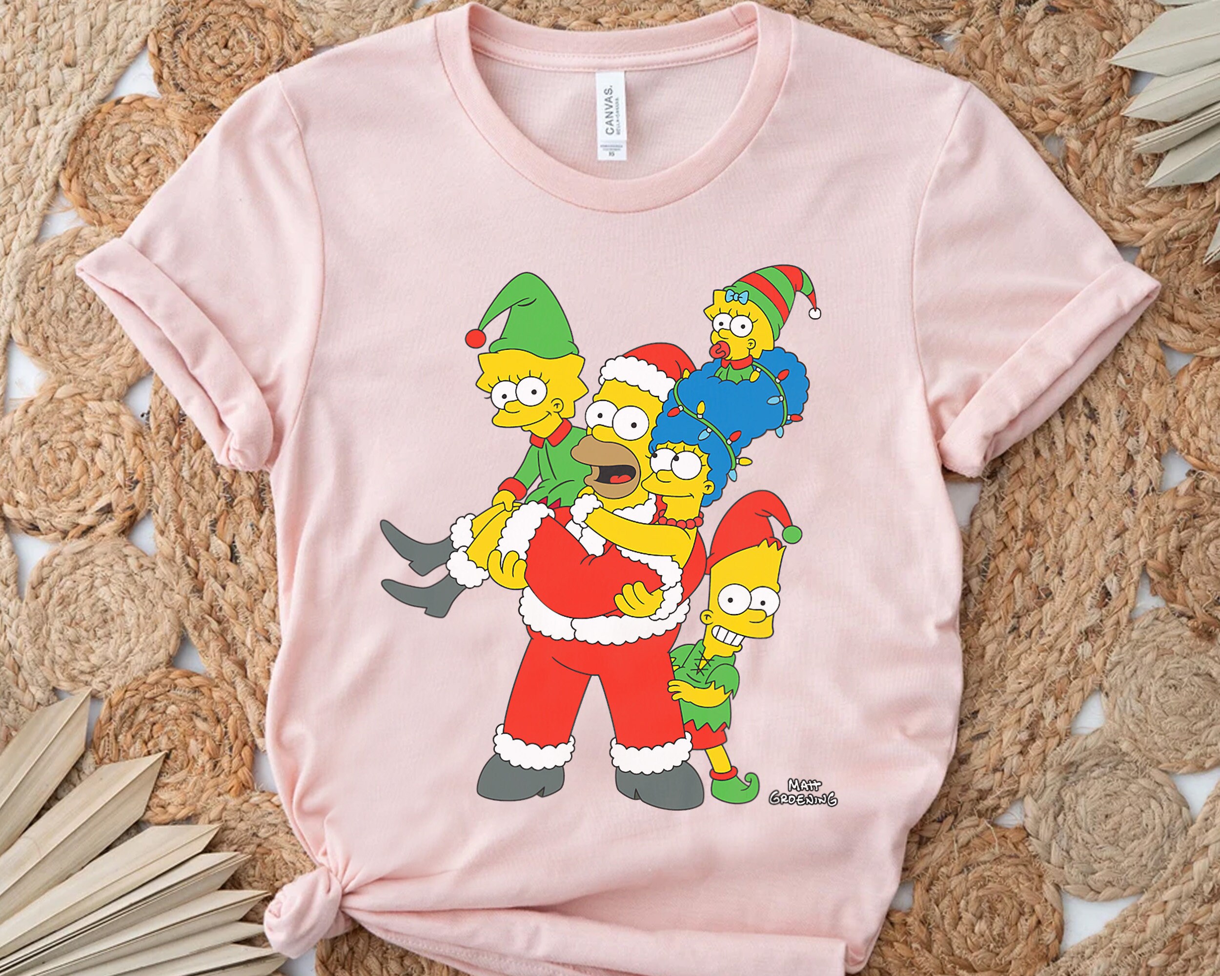 The Simpsons Family Marge Homer Bart Lisa Maggie Santa Claus Xmas ...